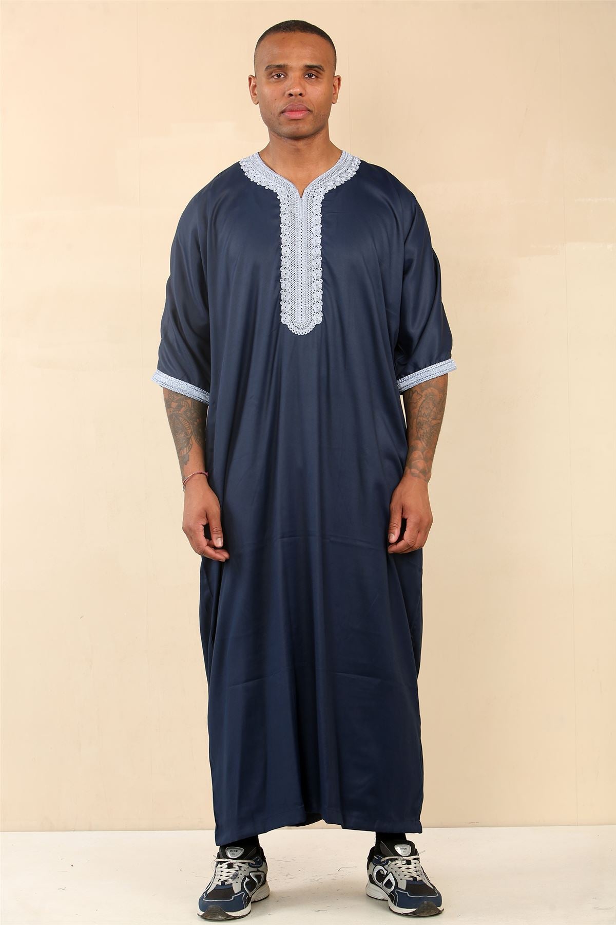 Men's Blue Moroccan Thobe Jubba Robe Eid Djellaba Gandoura – Infinity ...
