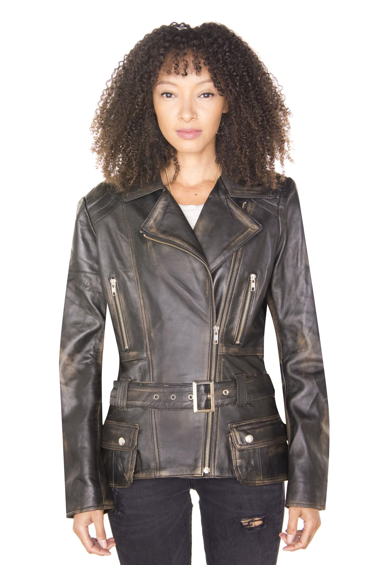Womens Long Leather Biker Jacket-Quito – Infinity Leather
