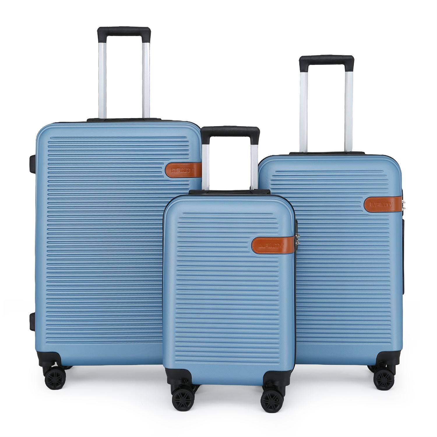 Hard Shell Blue Navy Classic Dual 4 Wheel Luggage Suitcase Set ...