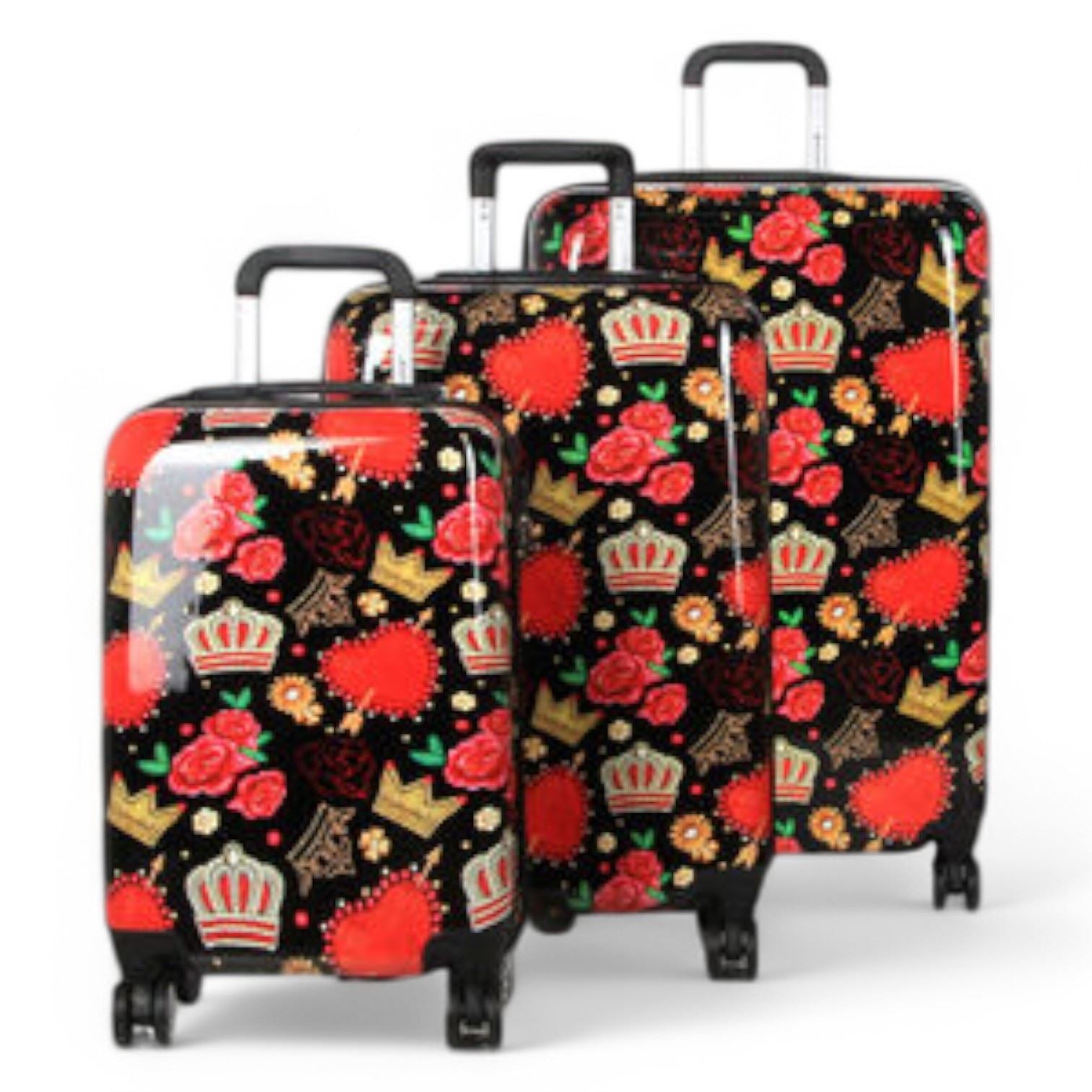 Strong Expandable Hard Shell Dual 4 Wheel Suitcase Set Print Luggage C ...
