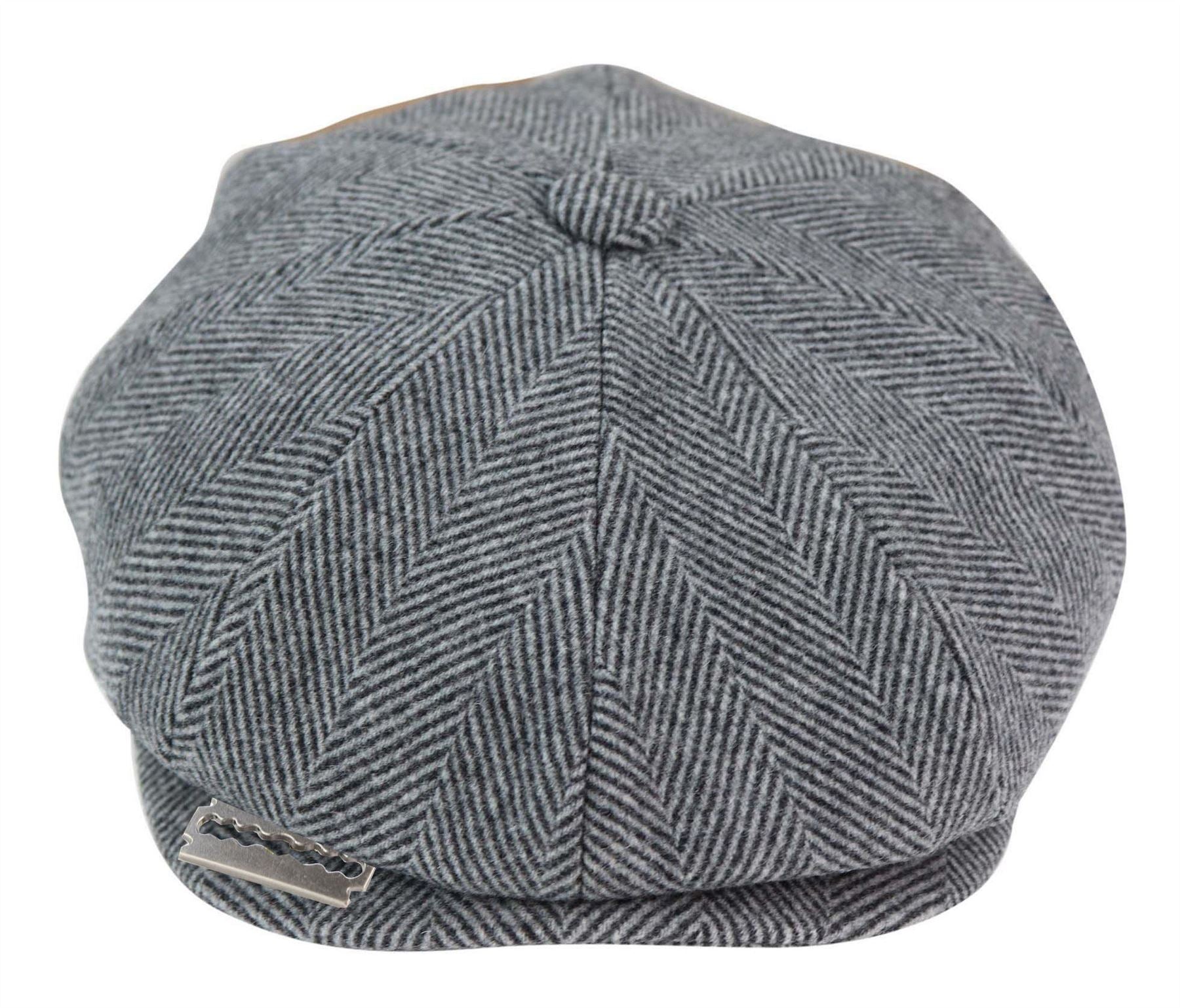 Mens Peaky Blinders Tweed Gatsby Flat Baker Hat With Razor Blade ...