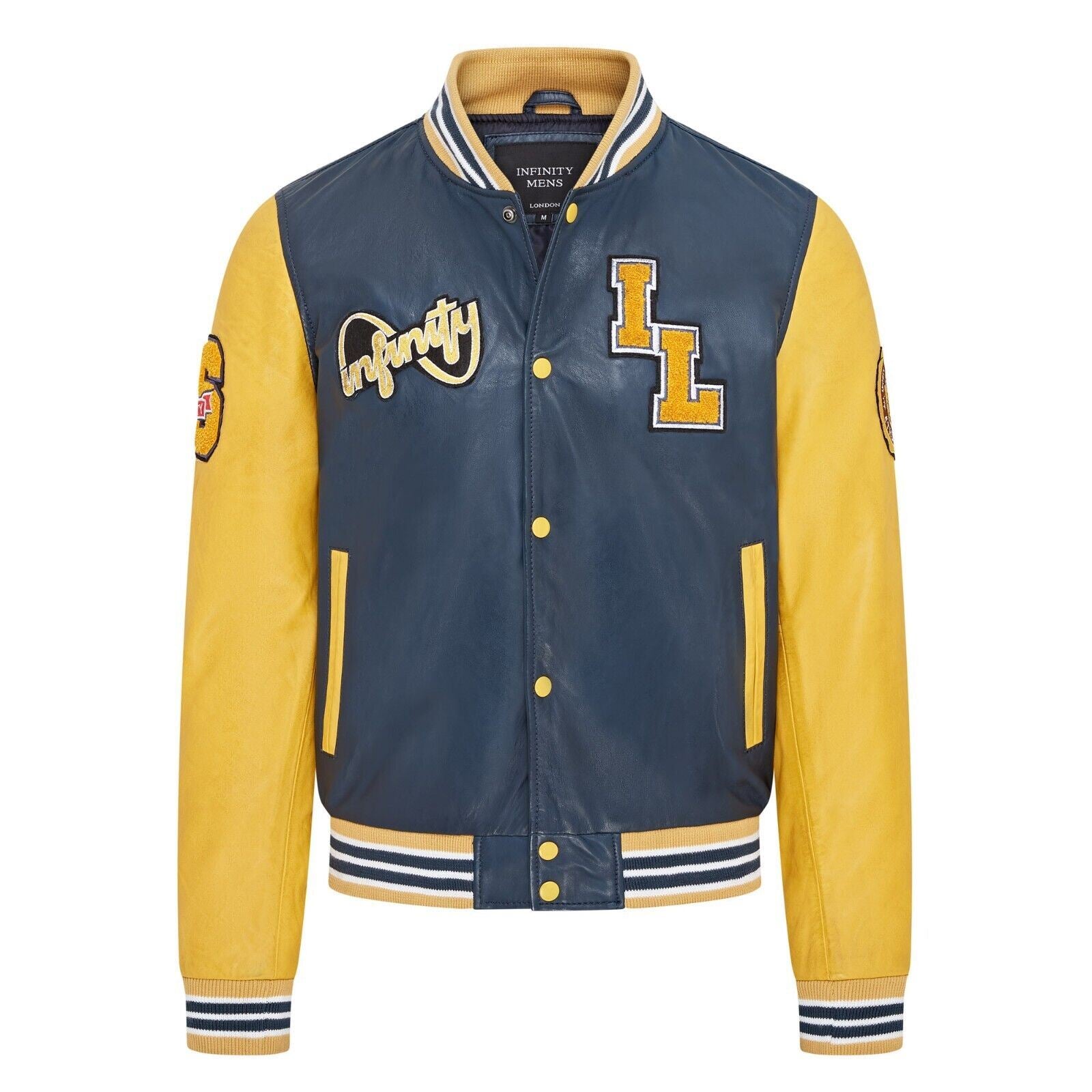 Mens Baseball Leather Letterman Bomber Jacket - Ashwood – Infinity Leather