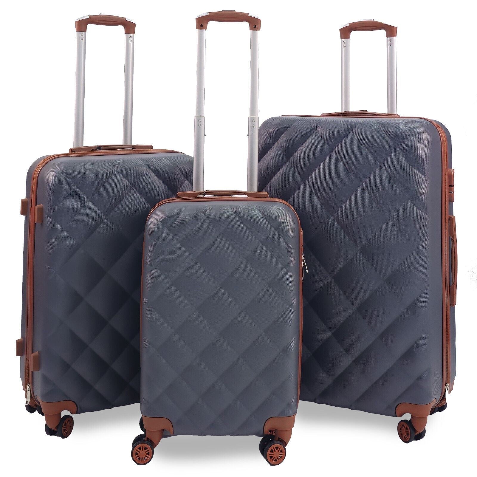 Grey Hard Shell Suitcase Luggage Set Travel Bag – Infinity Leather