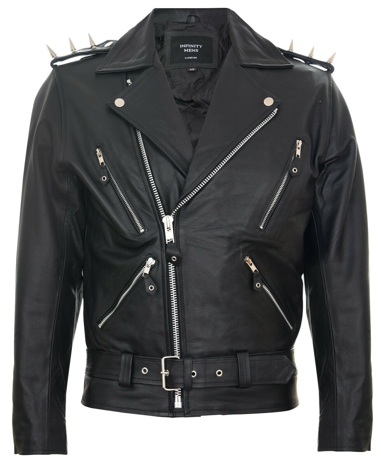 Mens Brando Black ''Ghostrider'' Spiked Leather Biker Jacket – Infinity ...