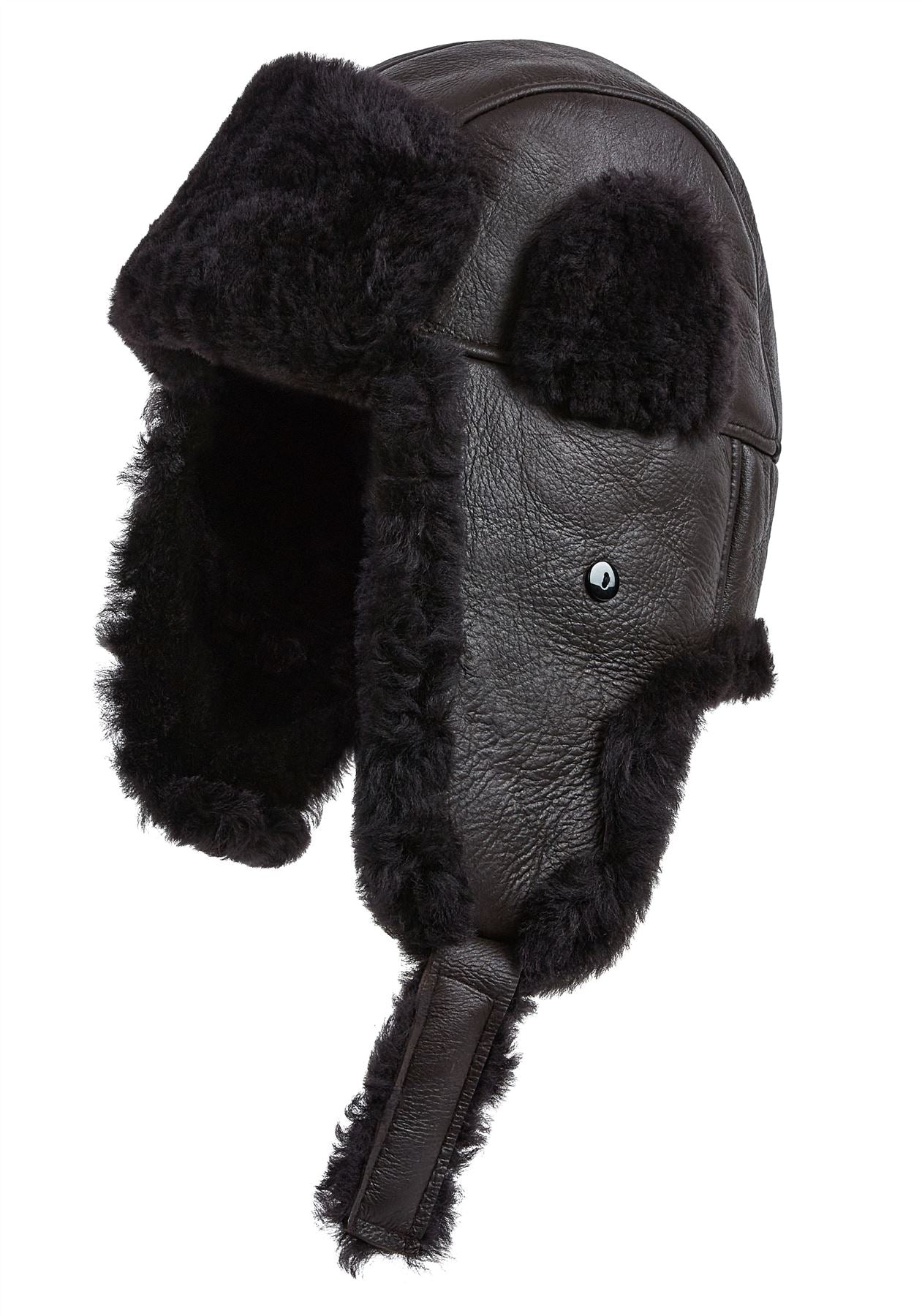 Mens RAF Aviator Sheepskin B-55 Trapper Hat Winter Warm Leather Naviga ...