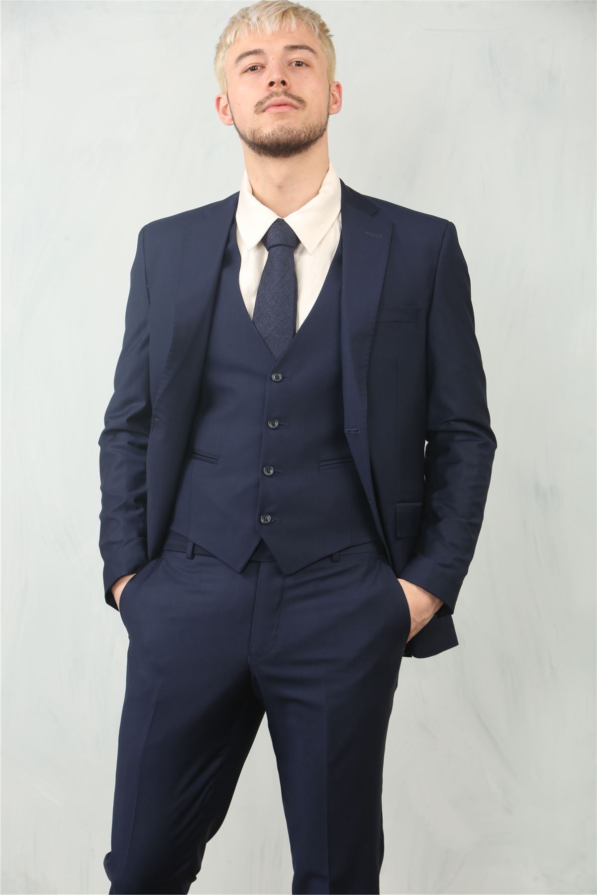 Men's Navy 3 Piece Formal Classic Prom Suit Workwear – Infinity Leather